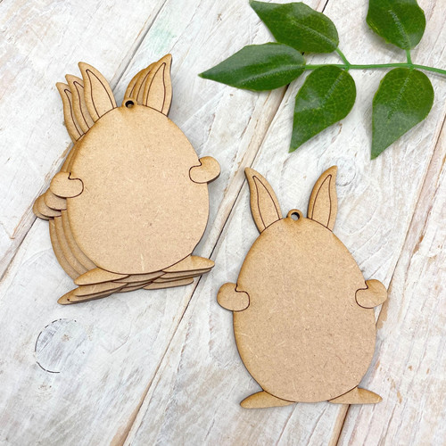 MDF Easter Decoration with Hole 10cm 5 Pack Egg Ears | woodenshapecompany