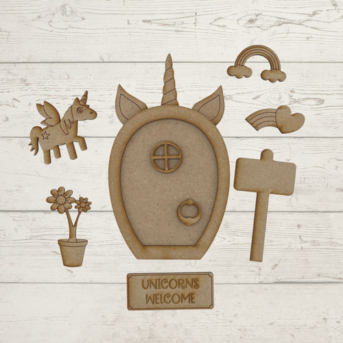 MDF Fairy Door UNICORN | woodenshapecompany