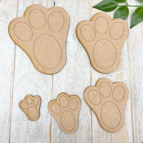 MDF Easter Shape 10 Pack Bunny Paw | woodenshapecompany