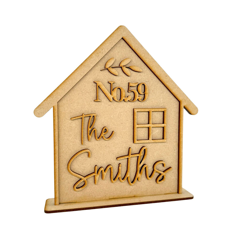 MDF House Personalised Name & Number | woodenshapecompany