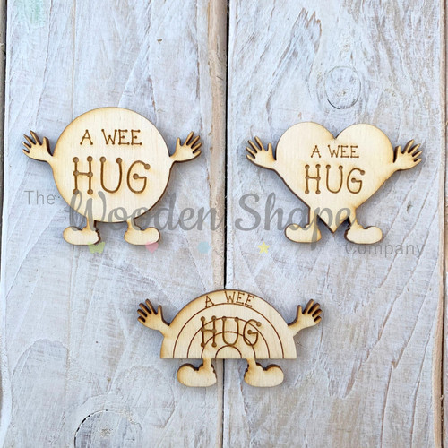 MDF Engraved A Wee Hug 5 Pack | woodenshapecompany