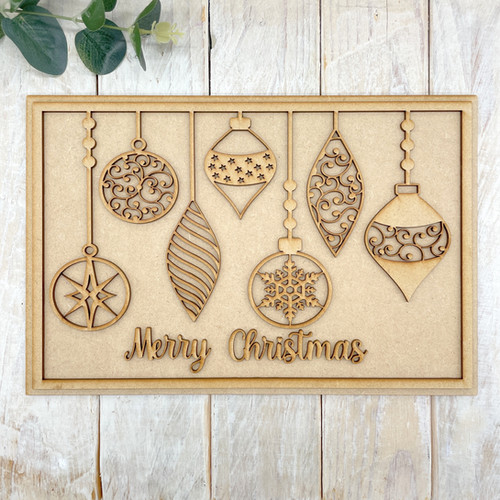 MDF Merry Christmas Bauble Sign RP | woodenshapecompany