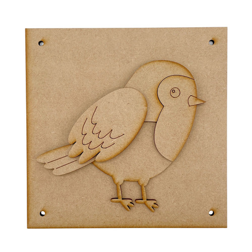 MDF Christmas Robin Theme Square Robin Sign 1 | woodenshapecompany