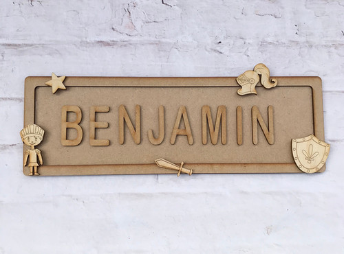 Knight Theme Room Sign Large (up to 10 letters) | woodenshapecompany