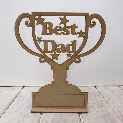 MDF Fathers Day Trophy on Stand | woodenshapecompany