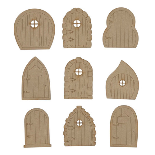 9 Pack MDF Fairy Door Flat Assorted Designs VOL 1 | woodenshapecompany
