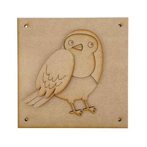 MDF Christmas Robin Theme Square Robin Sign 2 | woodenshapecompany