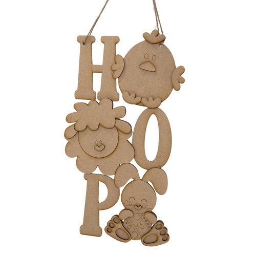 MDF Easter Hop Animals Hanging Sign | woodenshapecompany