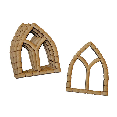 5 Pack MDF Fairy Door Window Stone Gothic | woodenshapecompany