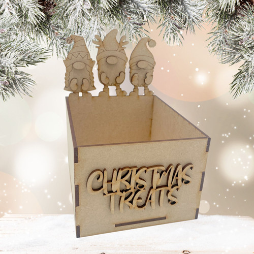 MDF Christmas Fillable Treat Box Gnome | woodenshapecompany
