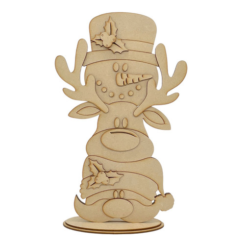 MDF Layered Christmas Santa Snowman Reindeer Stack | woodenshapecompany
