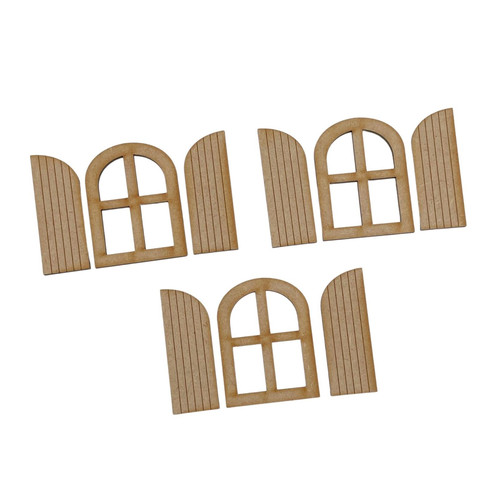MDF Fairy Door Window Curved Shutter 3 Sets 9 Pieces | woodenshapecompany