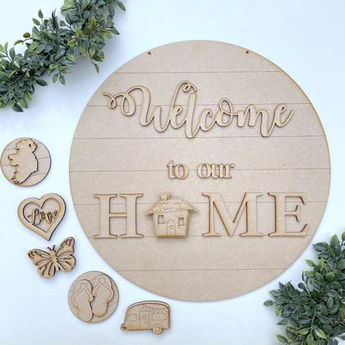 Interchangeable Welcome to our Home Porch Sign Circle 30cm ...