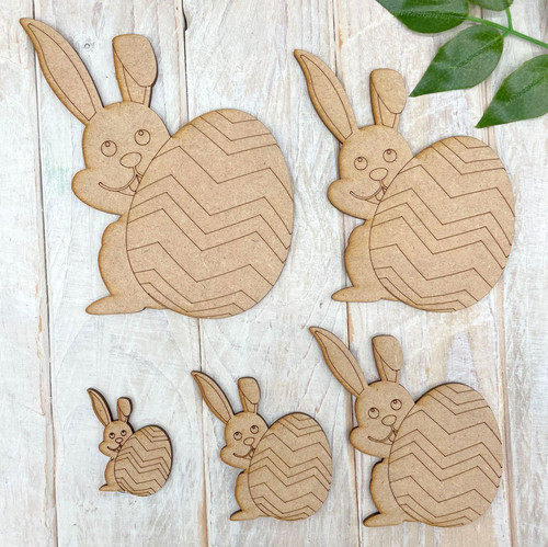 MDF Easter Shape 10 Pack Bunny with Egg | woodenshapecompany