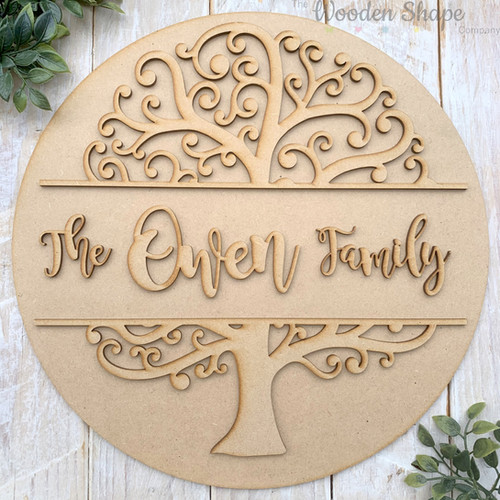 30cm MDF Circle with 2 Piece Family Tree Family Sign CP ...