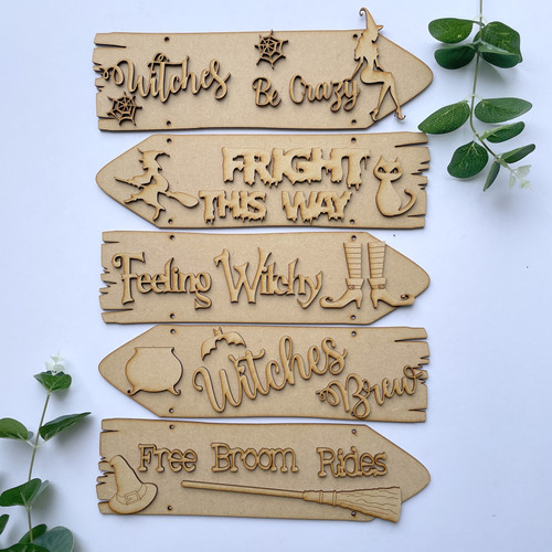 Halloween Witches Theme Direction Sign | woodenshapecompany