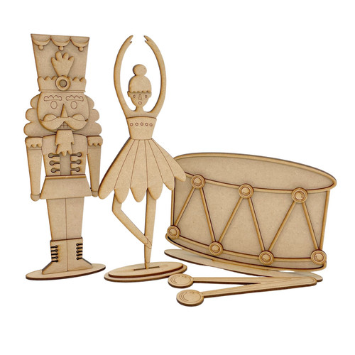 MDF Christmas Nutcracker Theme Set Drum, Nutcracker & Ballerina ...