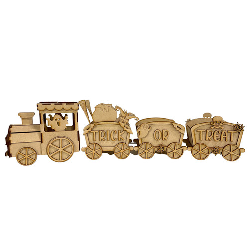 MDF Train Craft Kit 3D Train with Carriages Halloween Theme ...