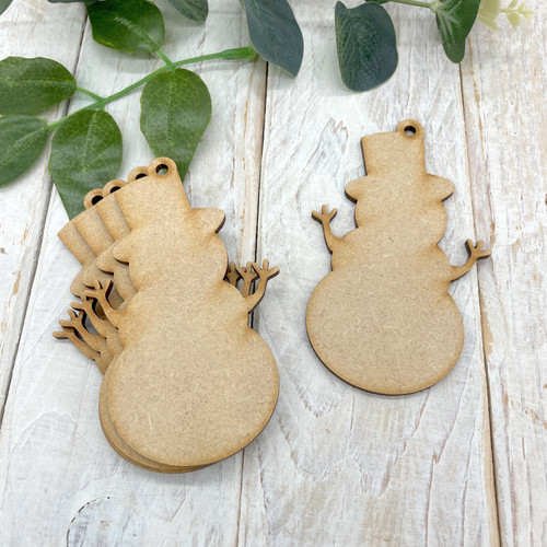 MDF Christmas Decoration with Hole 10cm 5 Pack Snowman Plain ...