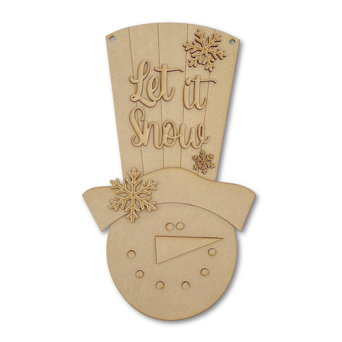 MDF Christmas Large Snowman Hat Let it Snow | woodenshapecompany