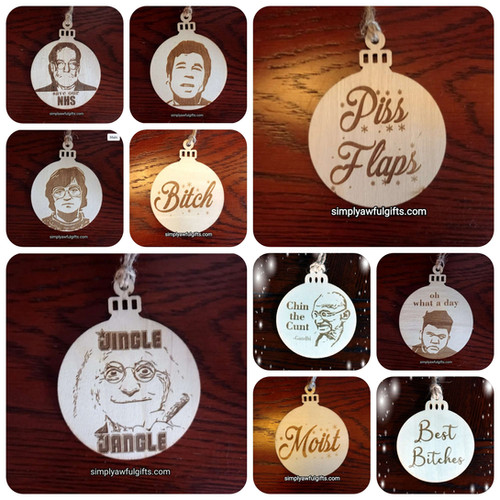 Tree Decorations, Fred, Rose, Shipman, Jimmy, Harvey. Bitch Xmas Bauble ...
