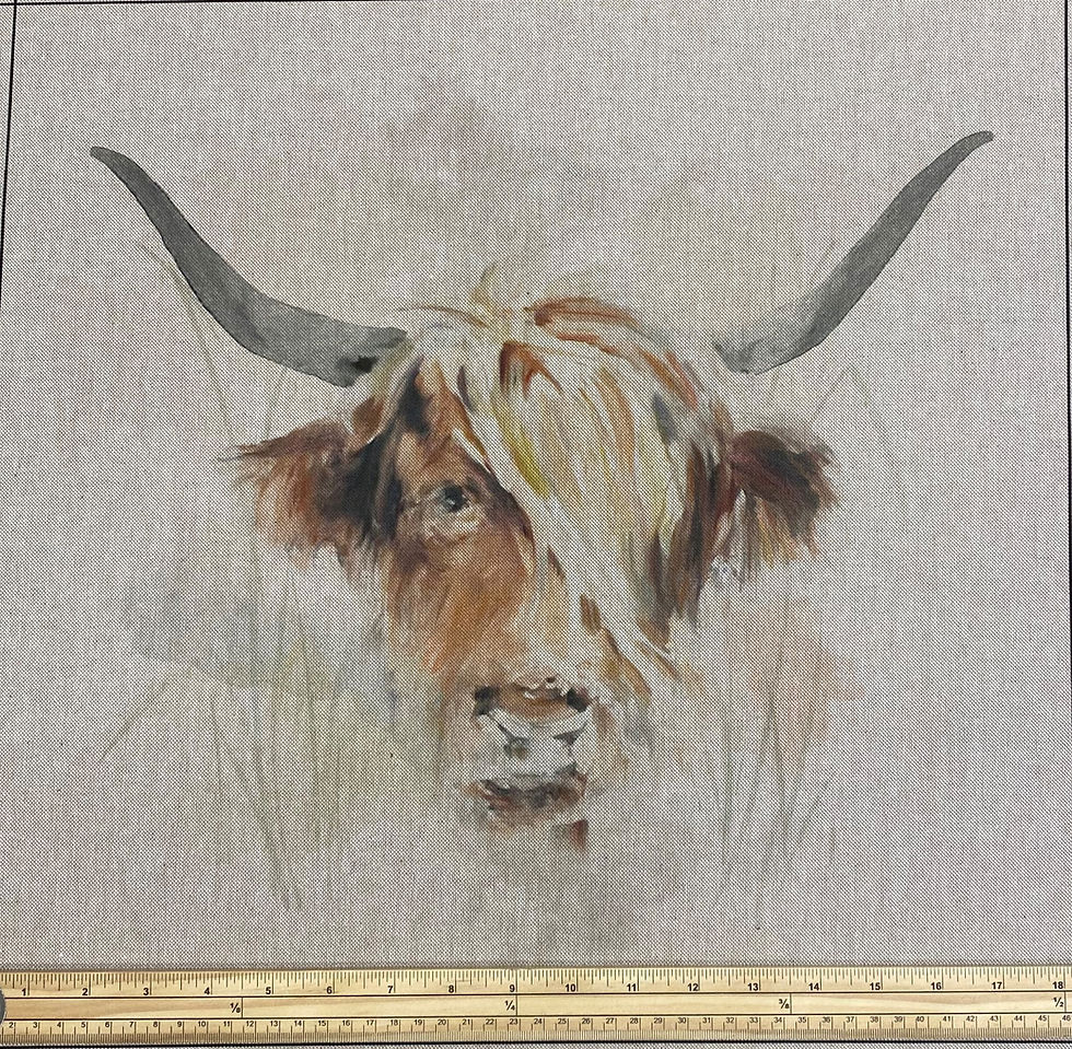 Highland Cow cushion panel | sewing-studio-bath