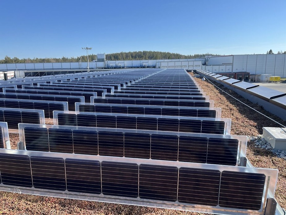 Green roof solar on a logistics building from ASKO