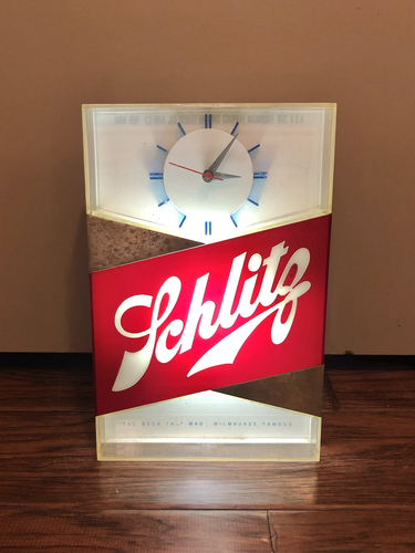 SOLD - 1959 ‘Schlitz’ Lighted Clock | Pierce Vintage Co.