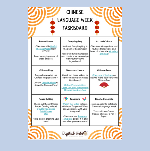 Chinese Language Week Taskboard | Digital Kete