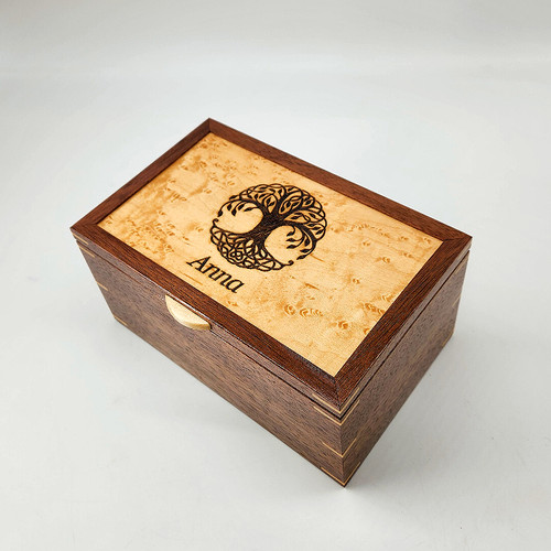 Wooden Keepsake Box,Personalized -Engraved Walnut and Birdseye Maple ...