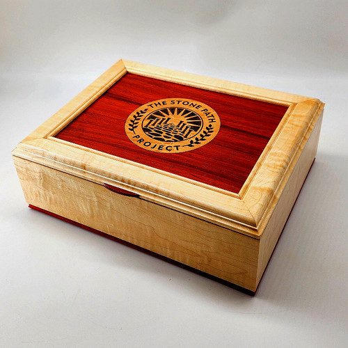 Personalized Curly Maple and Padauk Men's Keepsake Box. | DERUITER ...