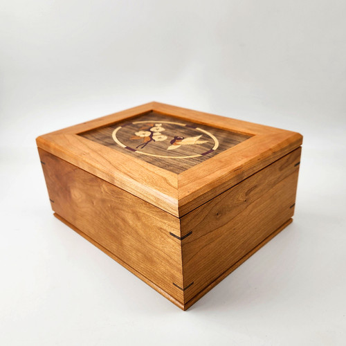 Decorative Cherry Keepsake-Memory Box with a Hummingbird Design ...