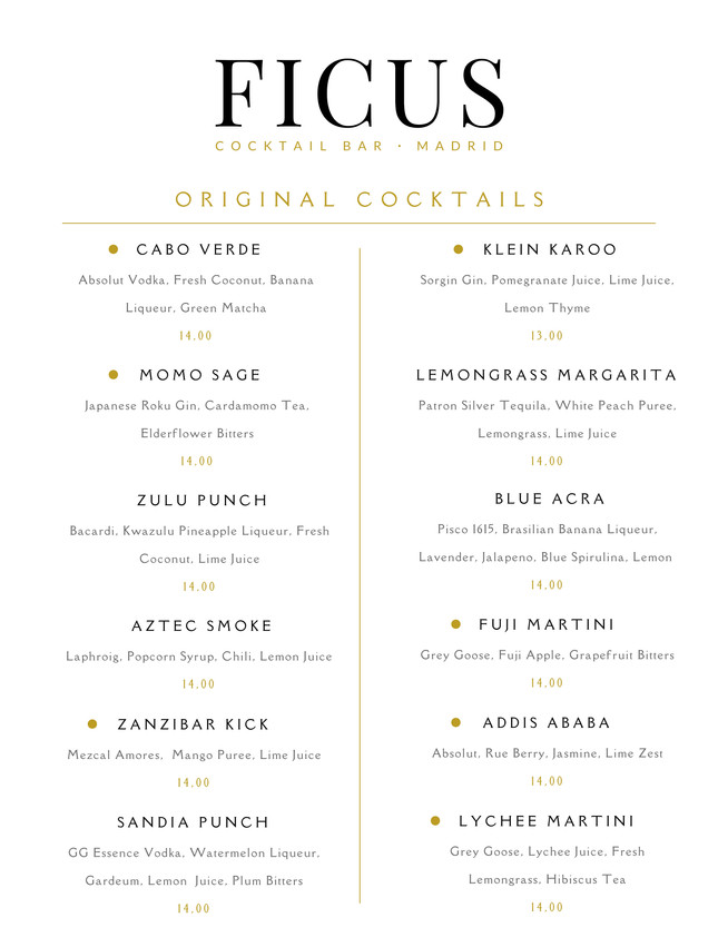 MENU | Ficus Bar