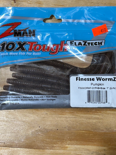 ZMAN Finesse WormZ - Pumpkin | Tiger Creek Bait