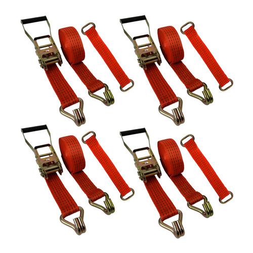 Vehicle Recovery Set with Steel Eye Diverter - Red | Load Straps & Slings