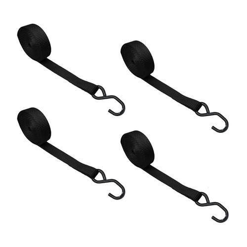 Set of 4 - 1m x 800kg Webbing Straps with S Hook in Black | Load Straps ...