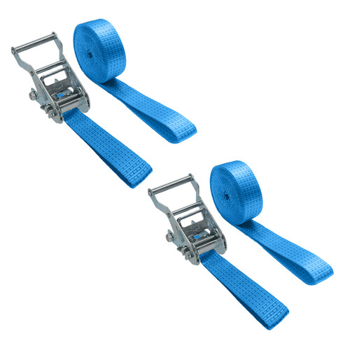 Set of 2 - 8m x 3,000kg Ratchet Strap with Looped Ends | Load Straps ...