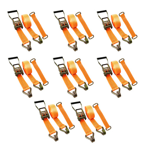 Vehicle Recovery Set with Steel Eye Diverter - Set of 8 - Hi-Vis Orange ...