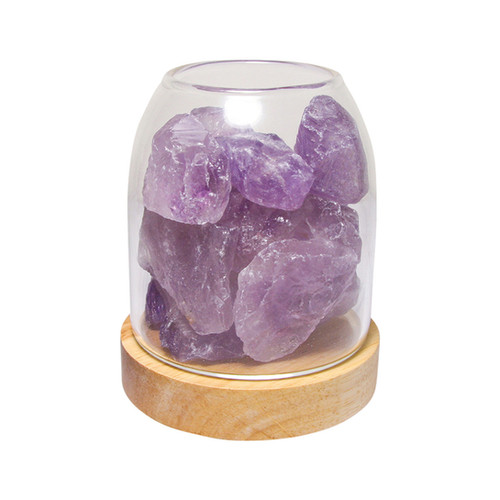 Amrita Court Aurora Crystal Diffuser Wooden Base with Light Amethyst ...