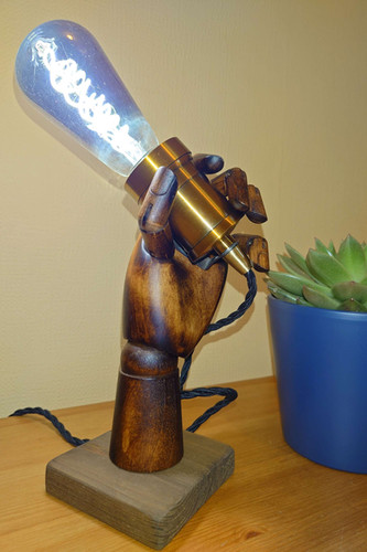 Artists mannequin hand upcycled lamp