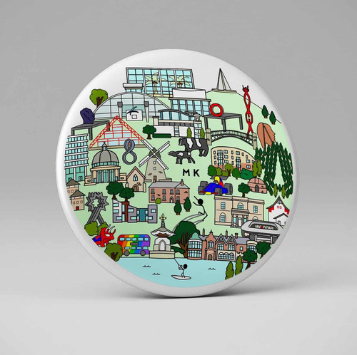 Milton Keynes Large 75mm Fridge Magnet | Cute Maps