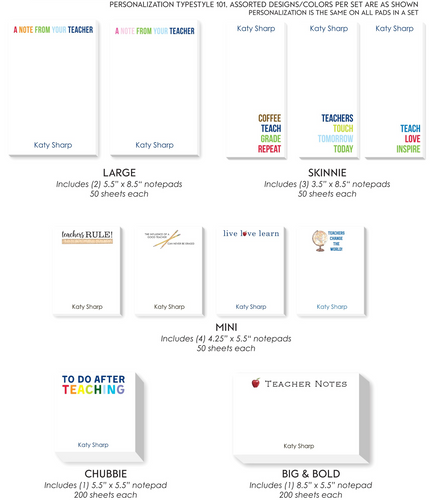Teacher Assorted Notepads | EGA Designs