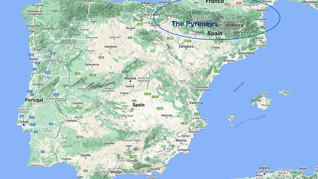 Pyrenees Mountain Ranges Map