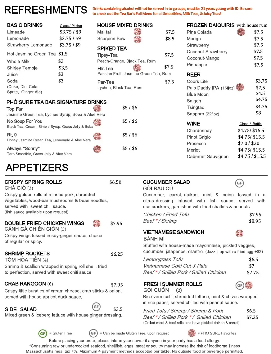 MENU | Pho Sure Shrewsbury