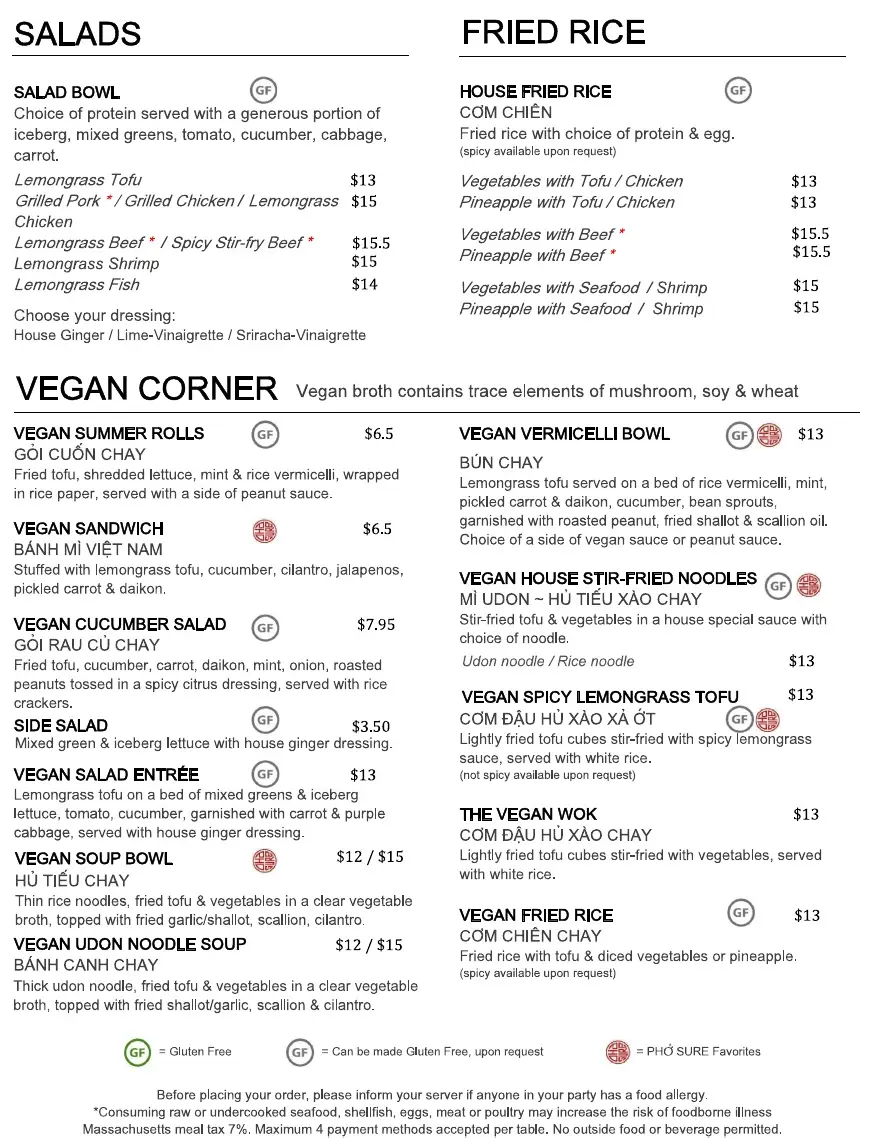 MENU | Pho Sure Shrewsbury