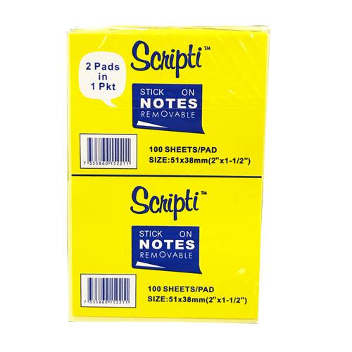 Scripti Stick On Pad 1.5" x 2" Yellow | jinheestationery