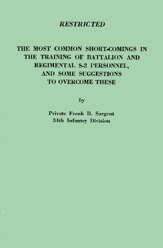 Most Common Shortcomings in Training of Battalion & Regimental S2 ...