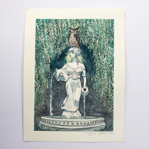 Fountain of Knowledge | Watercolor Painting | Art by Trisha Hall