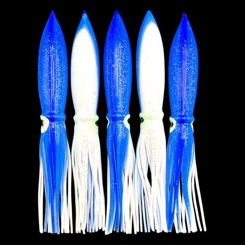 Clearance 9" Blue/White Bulb Squid - 10 Pack | Sterling Tackle