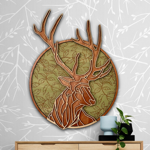 Wooden Deer Wall Art, Rustic Cabin Home Decor | Light House